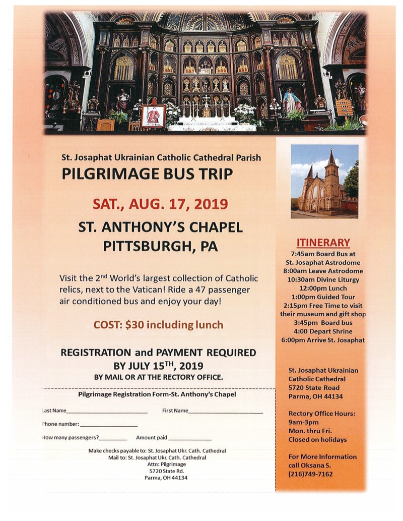 Pilgrimage Bus Trip – St. Josaphat Eparchy